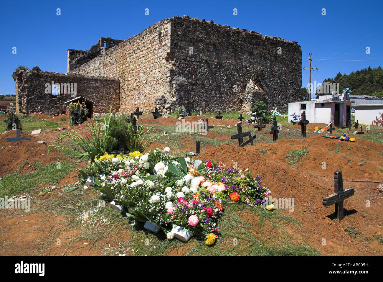 Cemetery and San Sebastian Church, San Juan Chamula, near San Cristobal ...