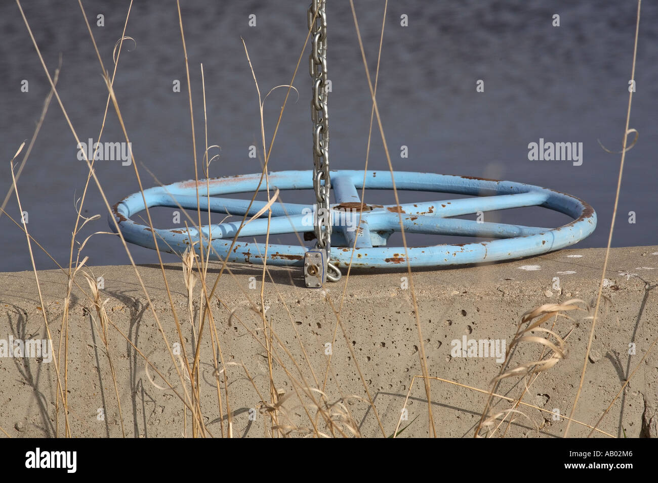 Sluice gate wheel at Eyebrow Lake in scenic Saskatchewan Canada Stock ...