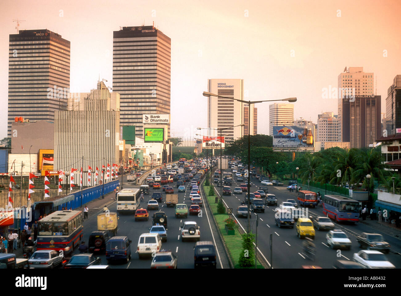 Busy traffic along Jalan Thamrin in downtown Jakarta Java Indonesia Southeast Asia Stock Photo ...