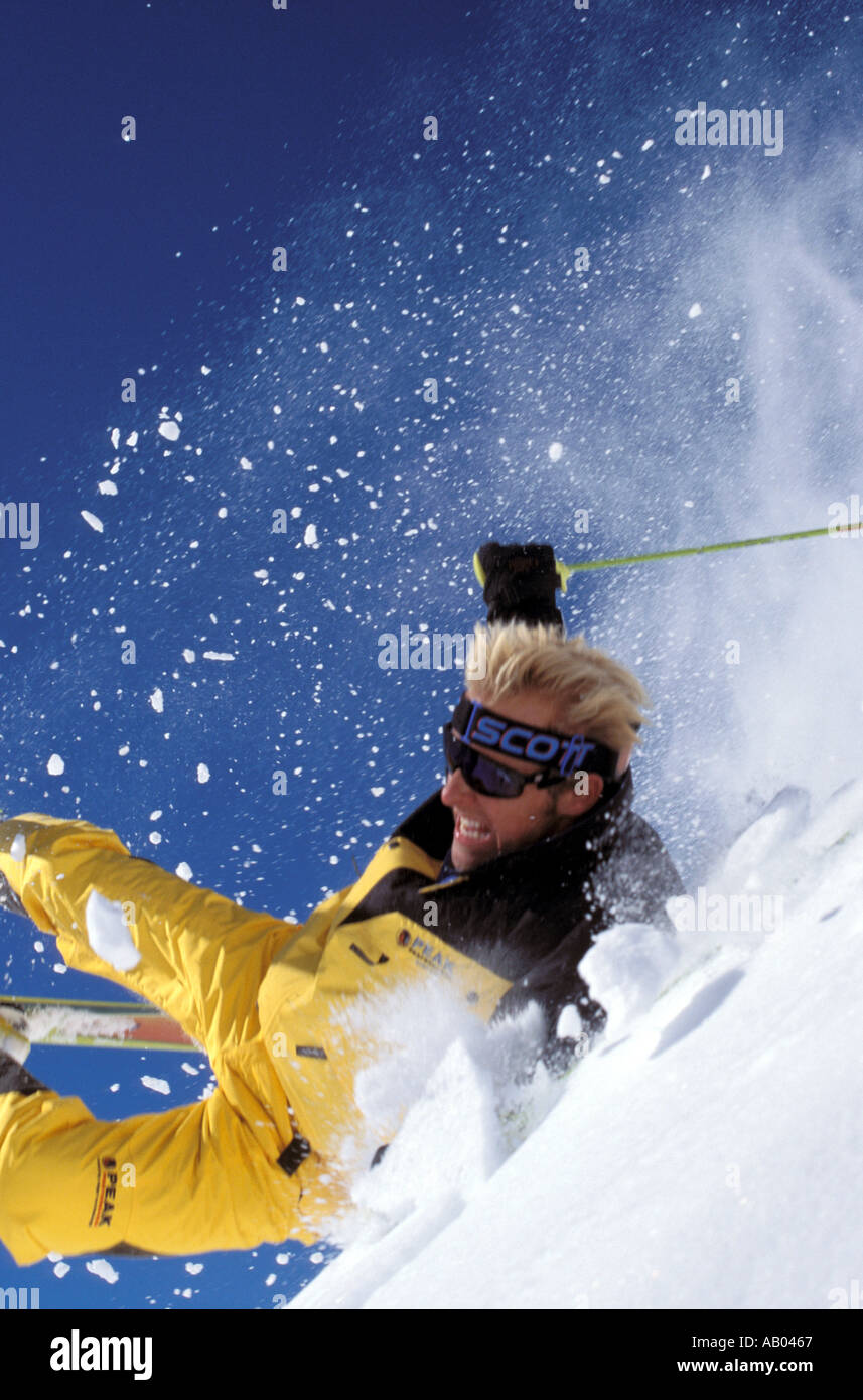 Extreme skier falling Stock Photo - Alamy