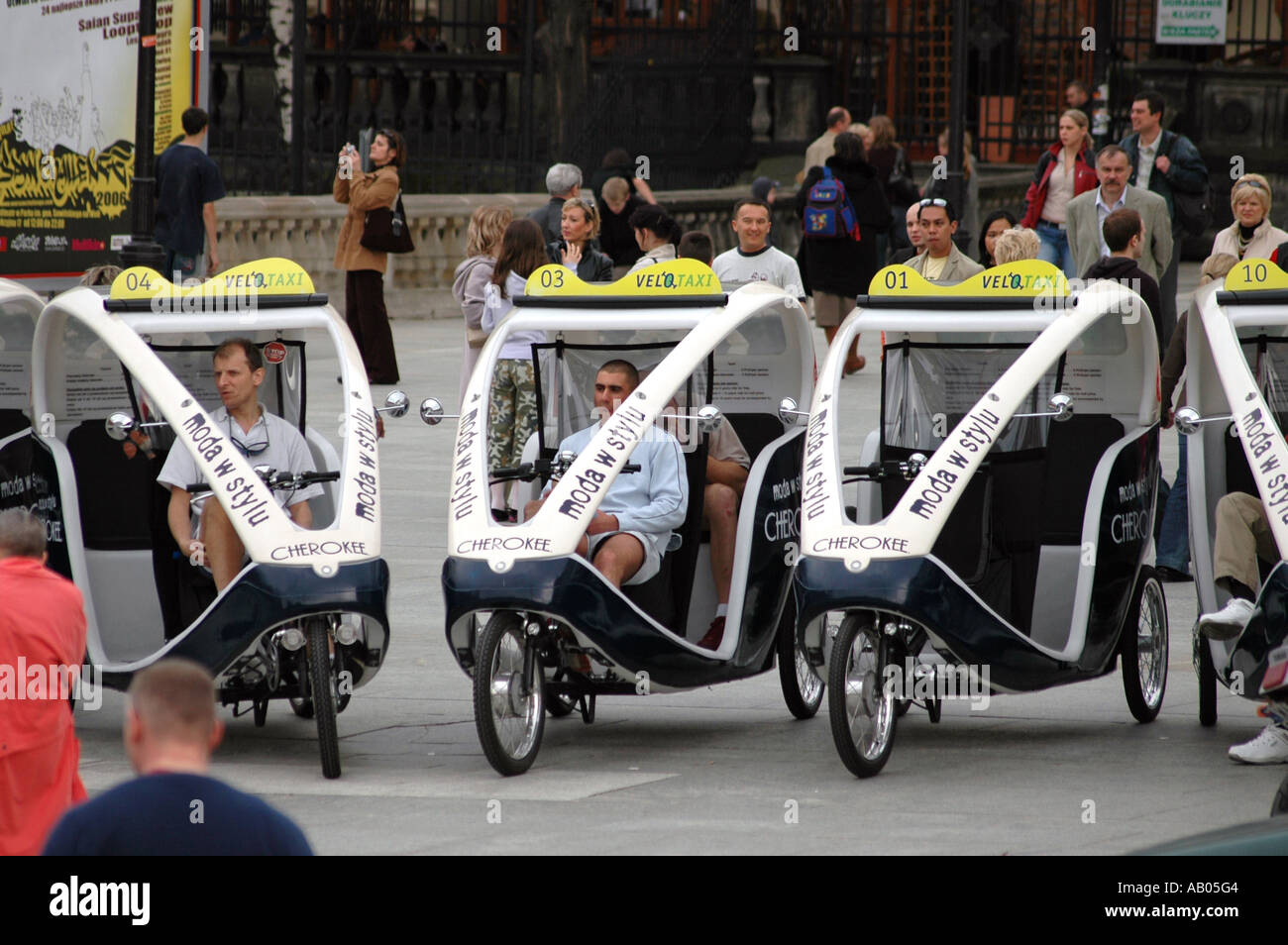 Funny taxi modern rickshaw Old Town in Warsaw Poland Stock Photo - Alamy