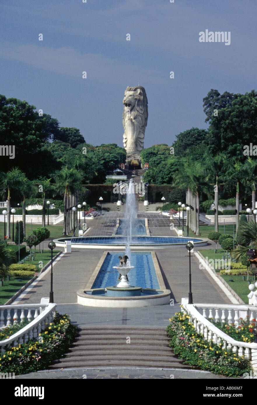 The Merlion & the water garden at Sentosa Island Singapore Stock Photo ...