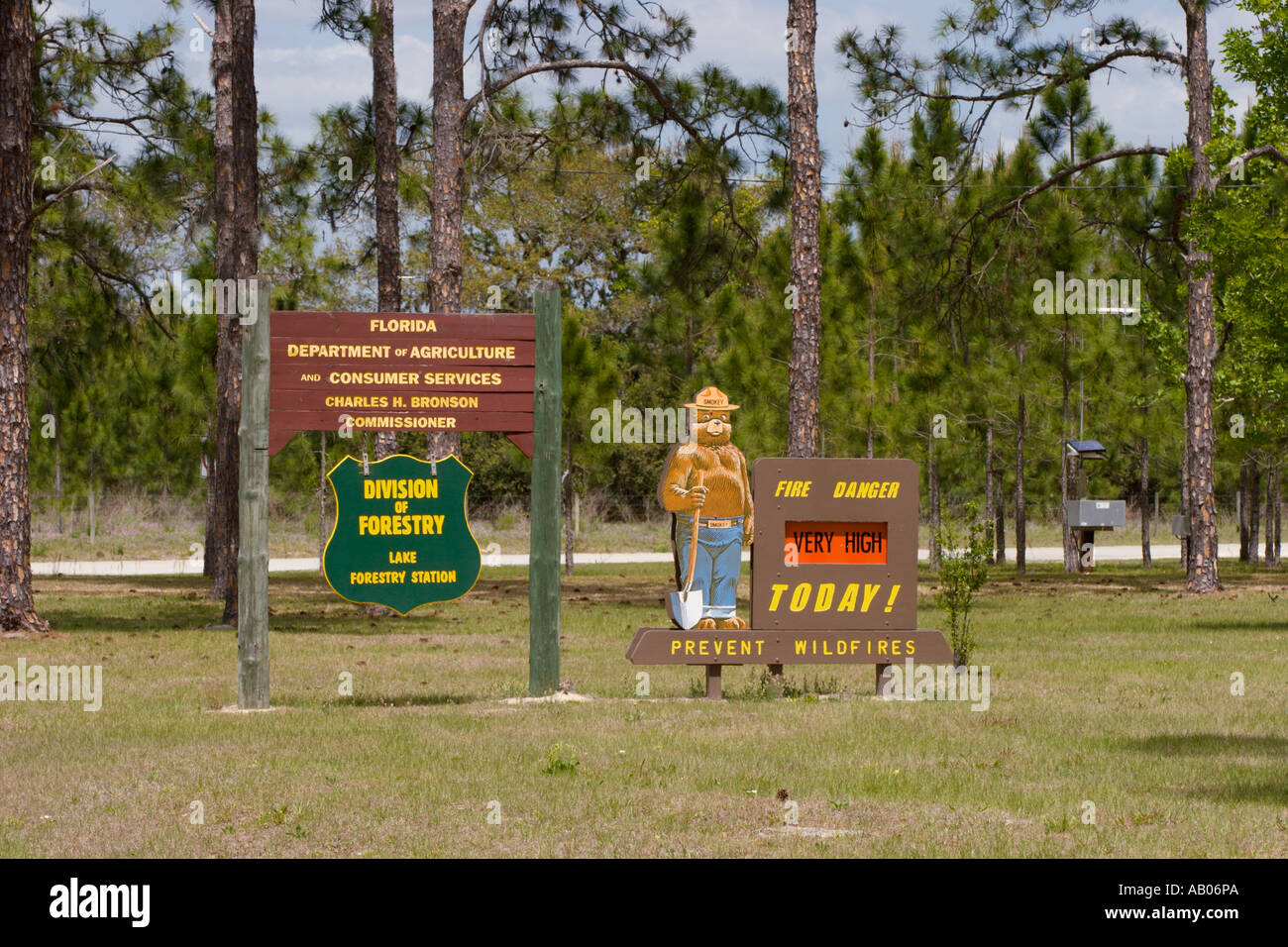 Lake Forestry Station in Lake County Florida, USA displays signs ...