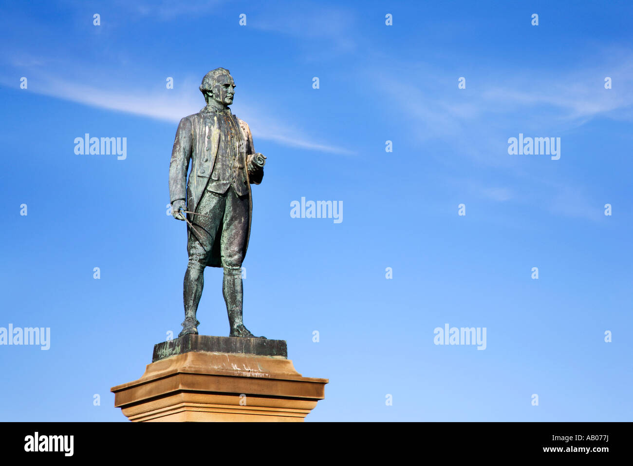 Captain Cook Statue on the Clifftop at Whitby North Yorkshire England ...