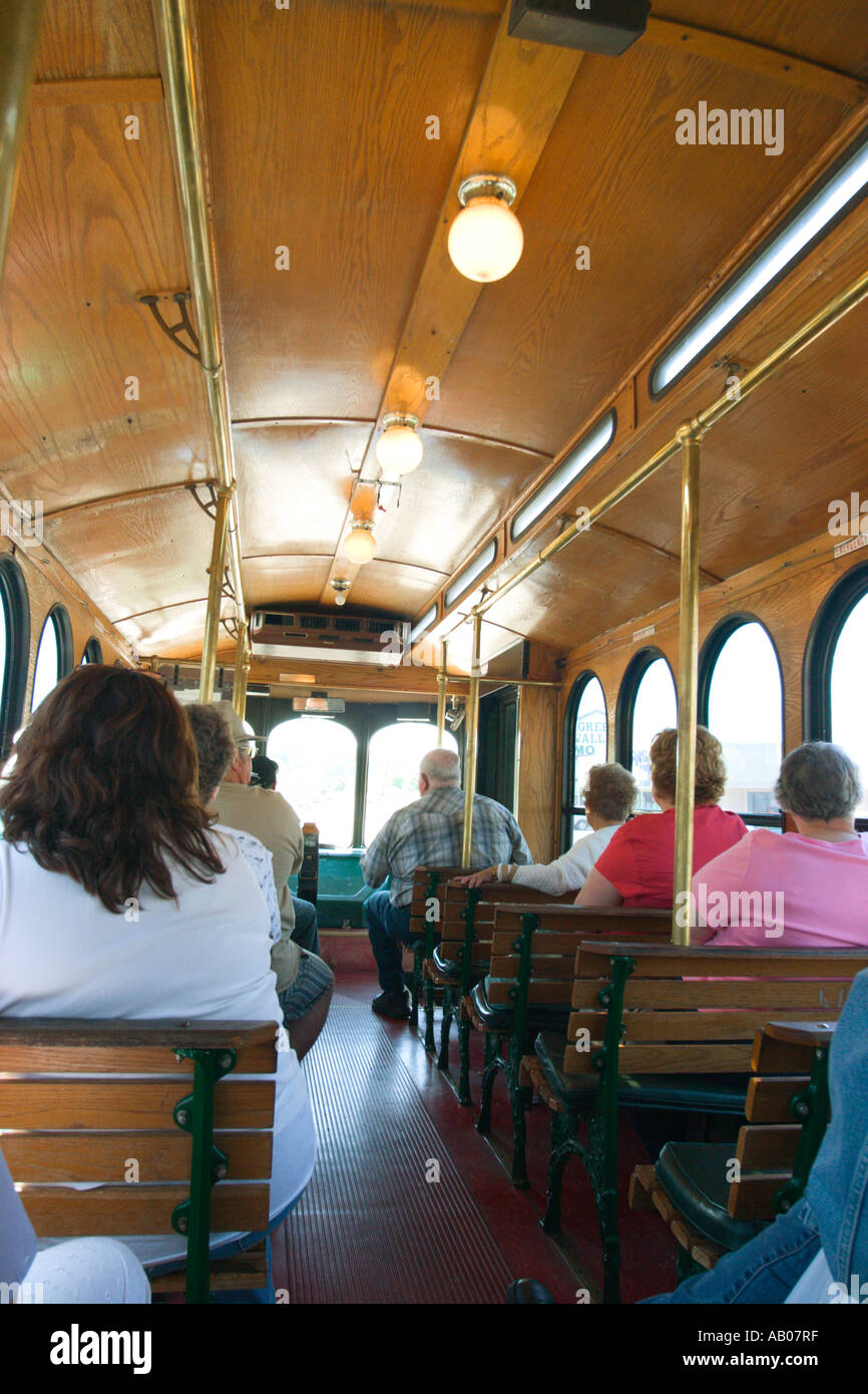 Interior of Pigeon Forge Fun Time Trolley carrying tourists throughout ...