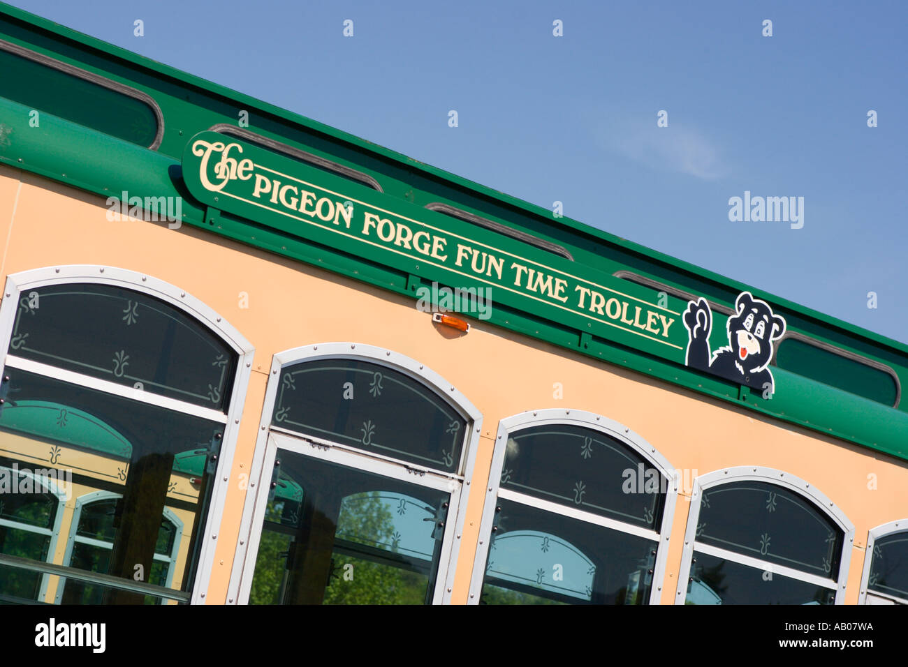 Pigeon Forge Fun Time Trolley busses carry tourists throughout the city ...