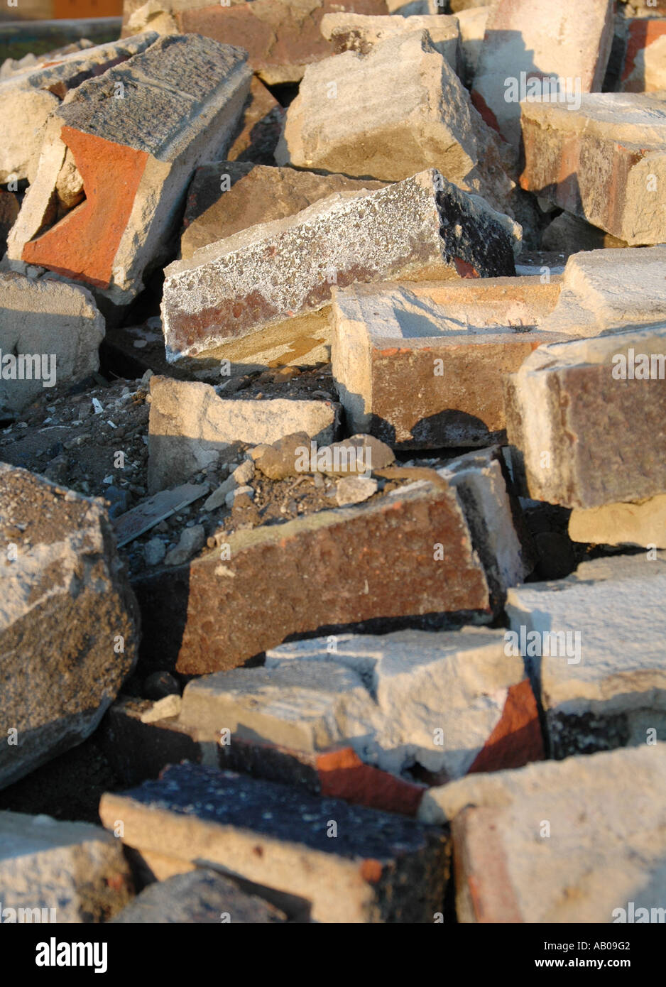 Brick rubble demolition builders waste Stock Photo - Alamy