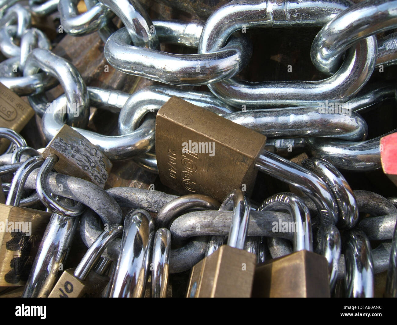 many locks and chain links Stock Photo - Alamy