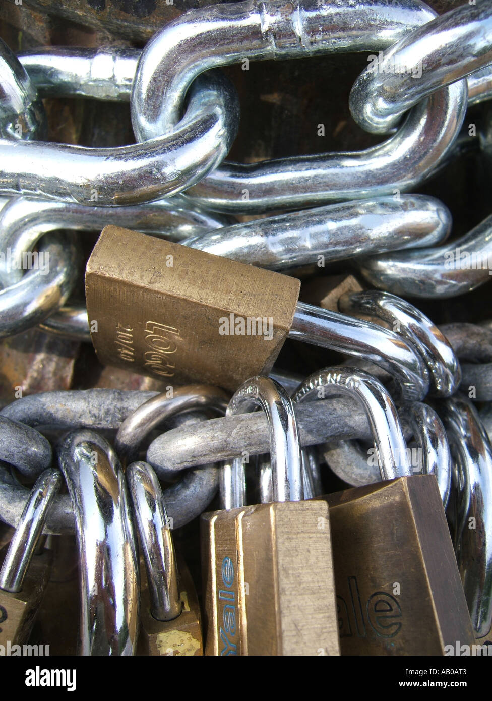 many locks and chain links Stock Photo - Alamy