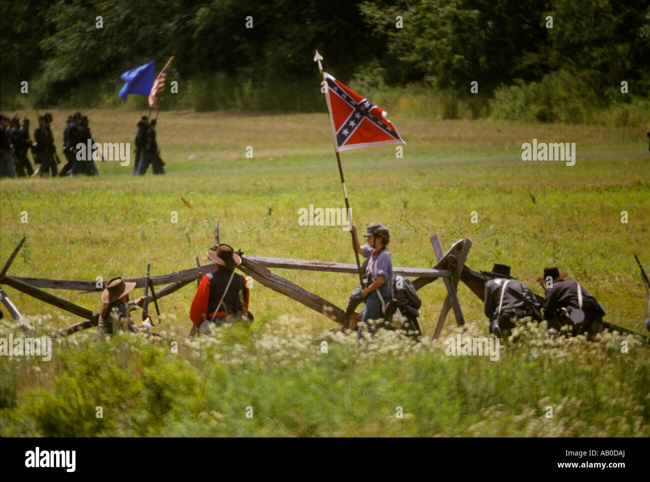 Civil war reenactment Gettysburg PA Pennsylvania USA Confederate flag ...