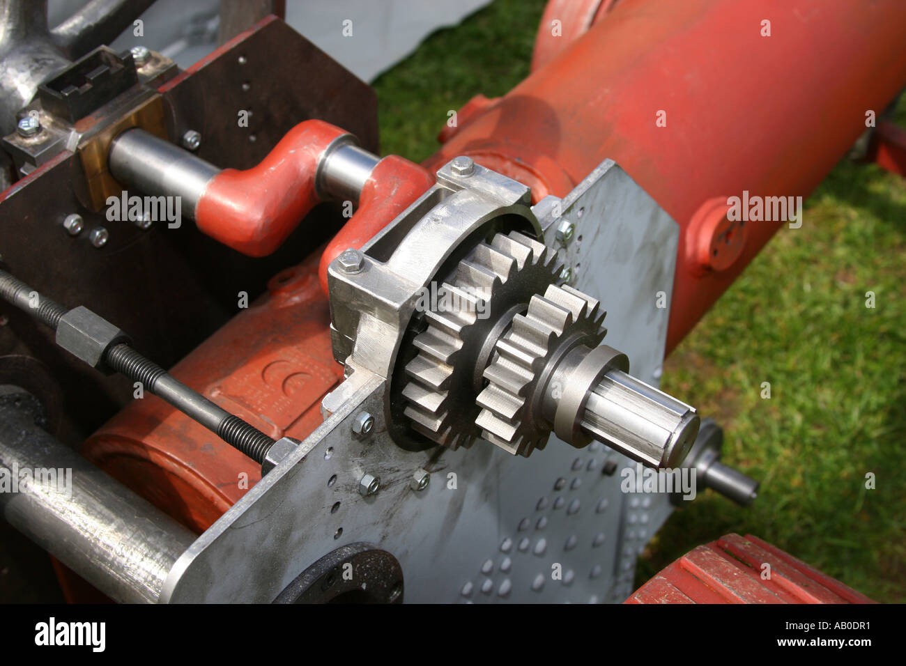 Partly constructed gear and crank on a scale model steam traction ...