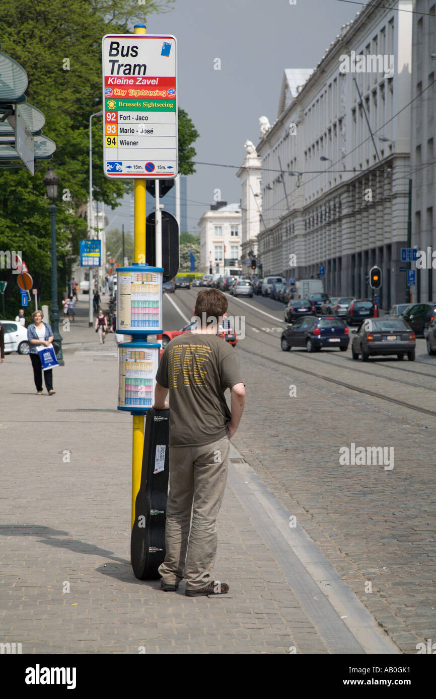 A combined bus and tram stop in Brussels Belgium Stock Photo - Alamy