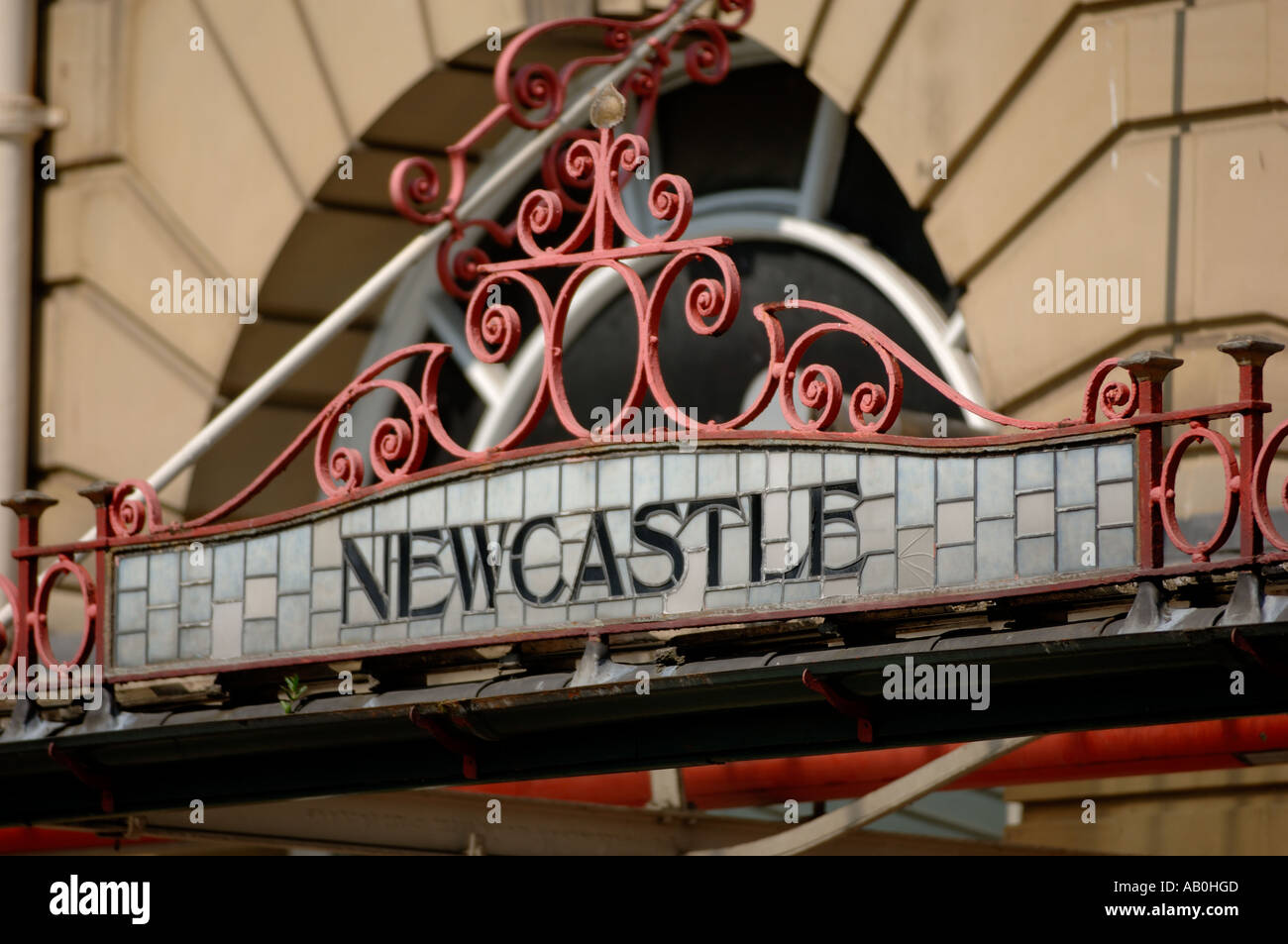 Newcastle sign Manchester Victoria railway station Stock Photo - Alamy