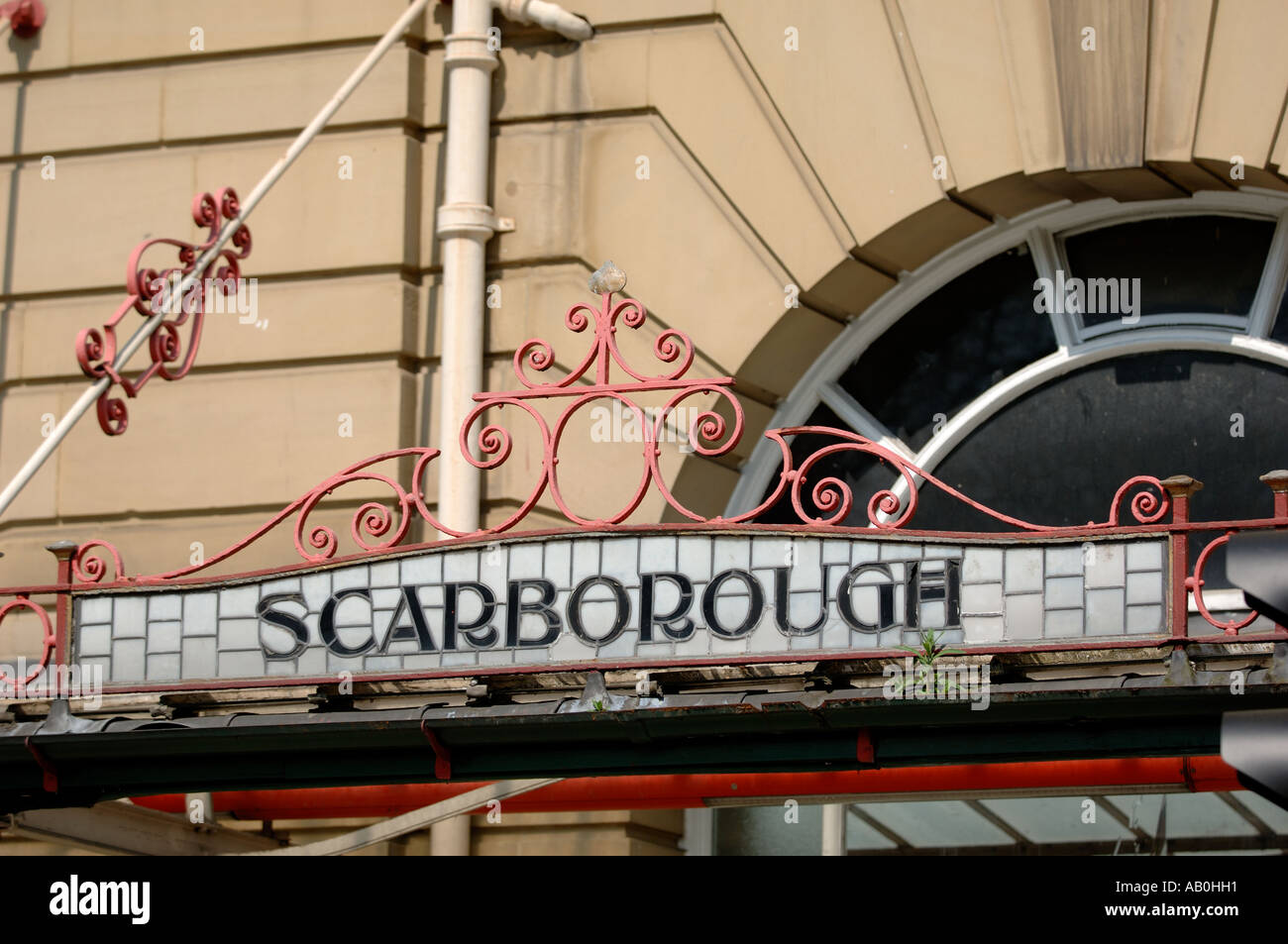 Scarborough sign Manchester Victoria railway station Stock Photo - Alamy