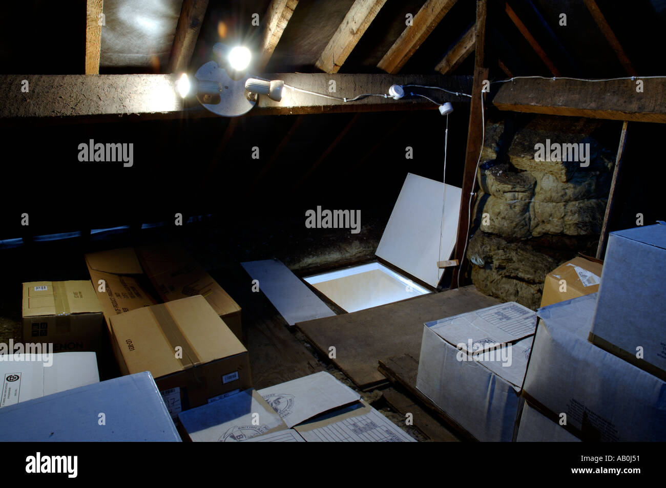 Attic room storage boxes hi-res stock photography and images - Alamy