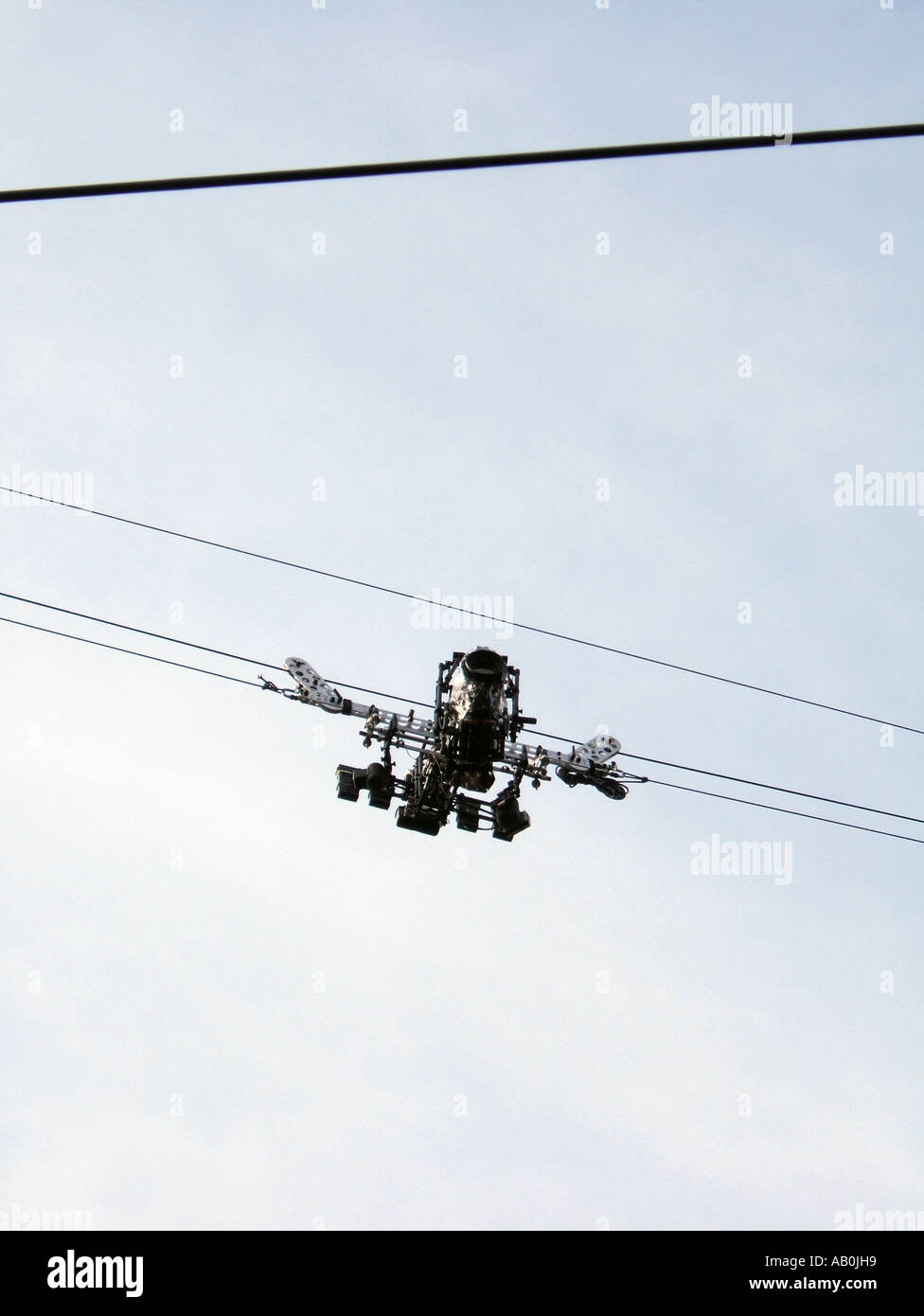 sliding tv camera on wire Stock Photo - Alamy
