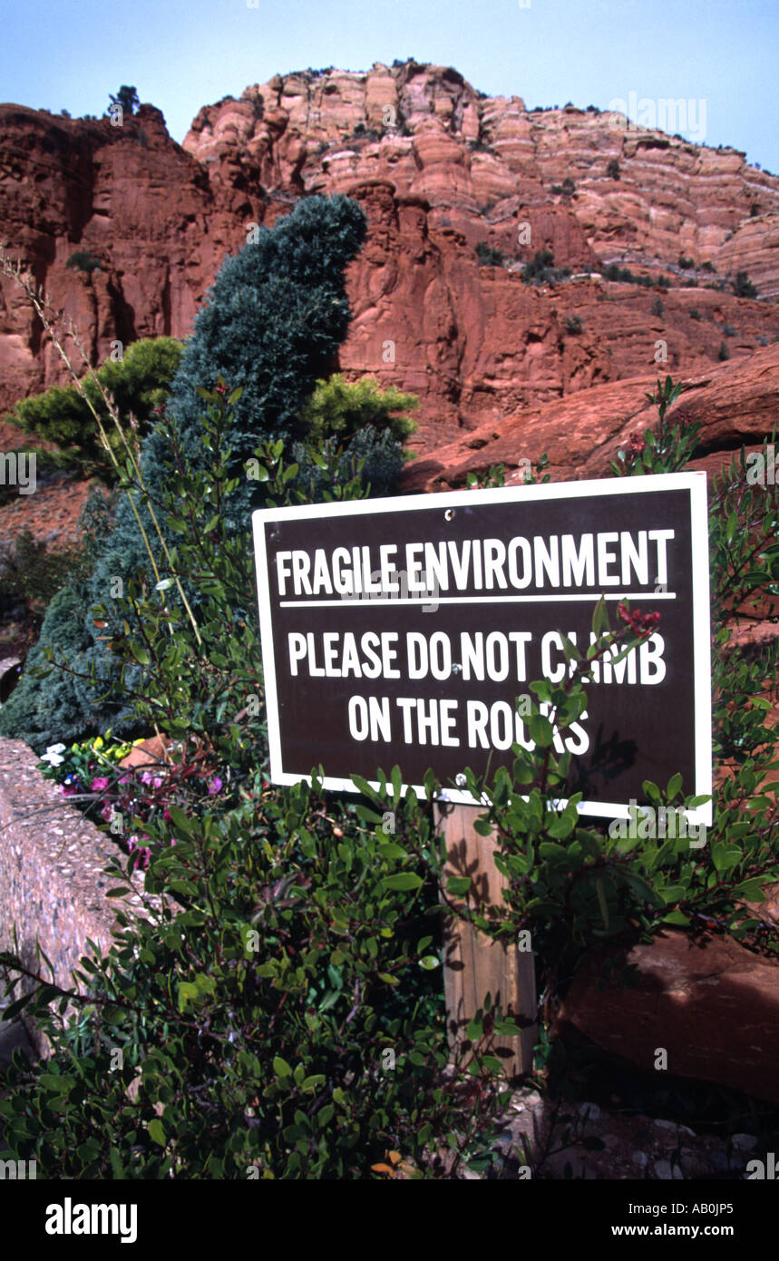 Do not climb on rocks sign Arizona USA Stock Photo - Alamy