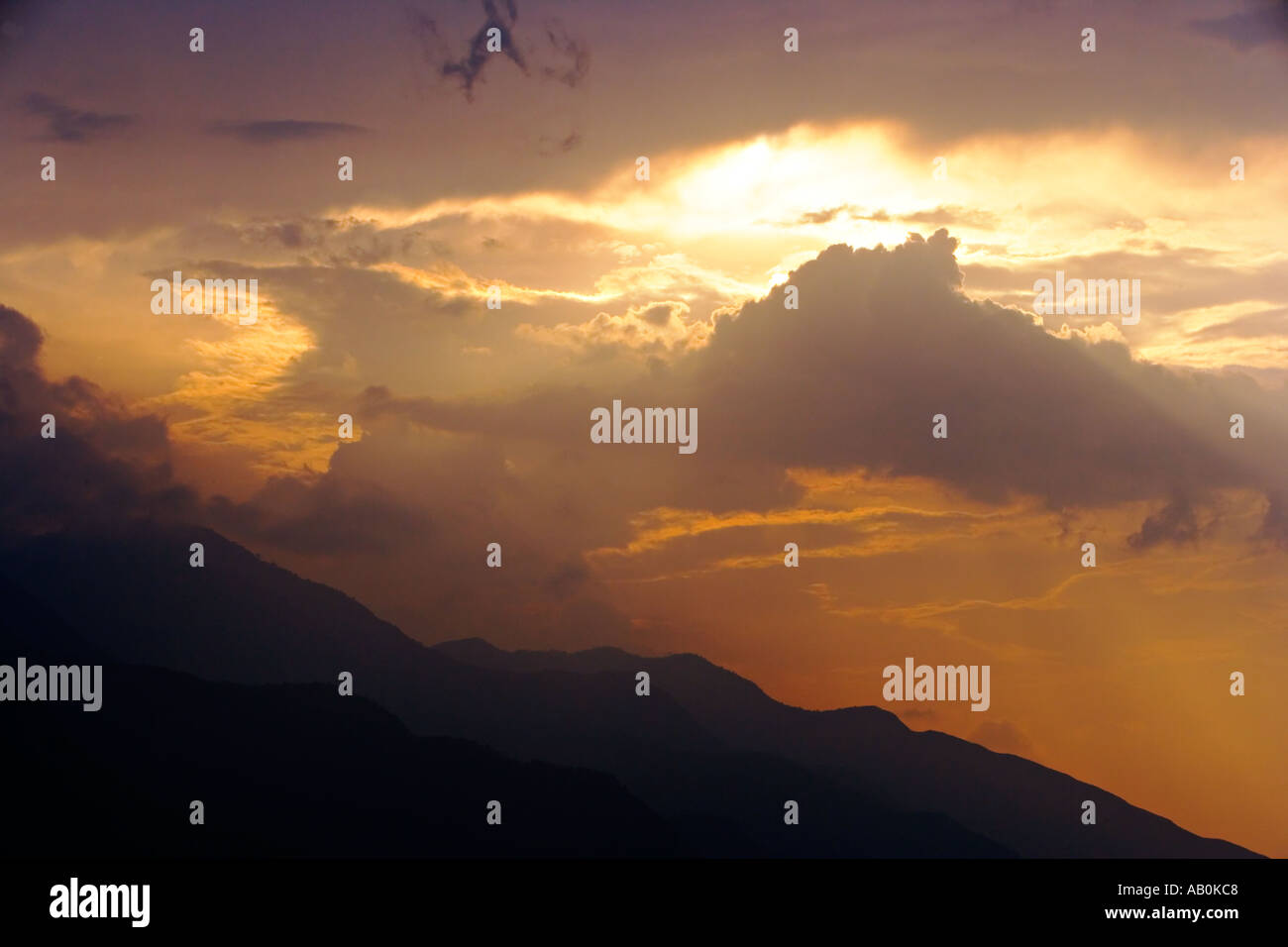 Sunset over the Kathmandu valley in Nepal Stock Photo - Alamy