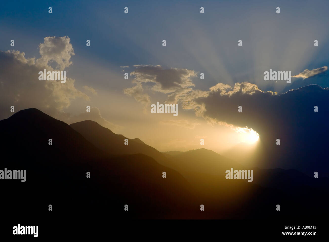 Sunset in the Kathmandu valley in Nepal Stock Photo - Alamy