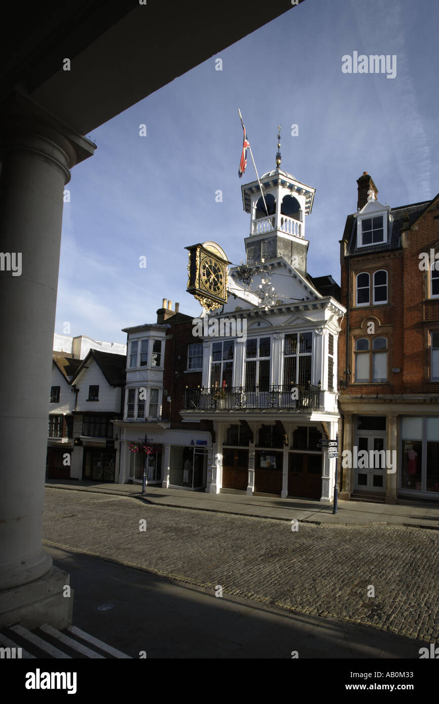 Guildford Guildhall and Clock Tower flying flag Stock Photo - Alamy