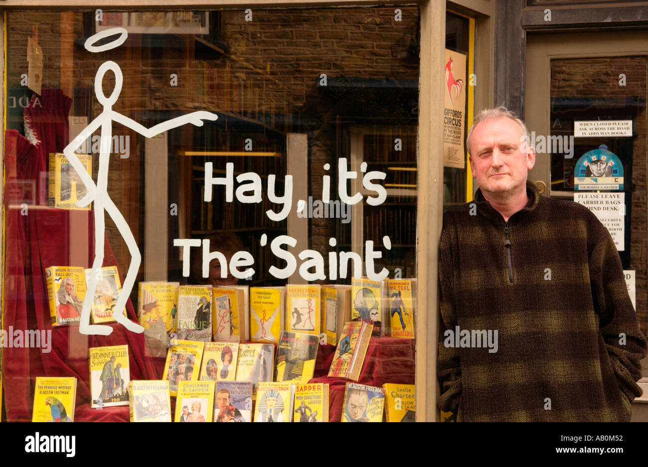 Derek Addyman outside his Murder and Mayhem bookshop in Hay on Wye ...