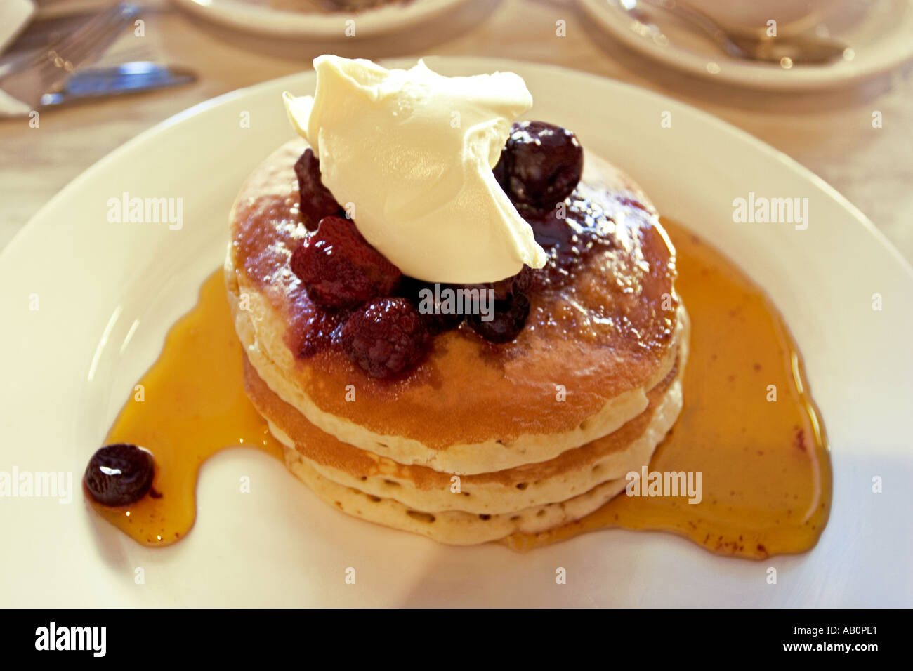 An Aussie Pancake stack breakfast Stock Photo - Alamy