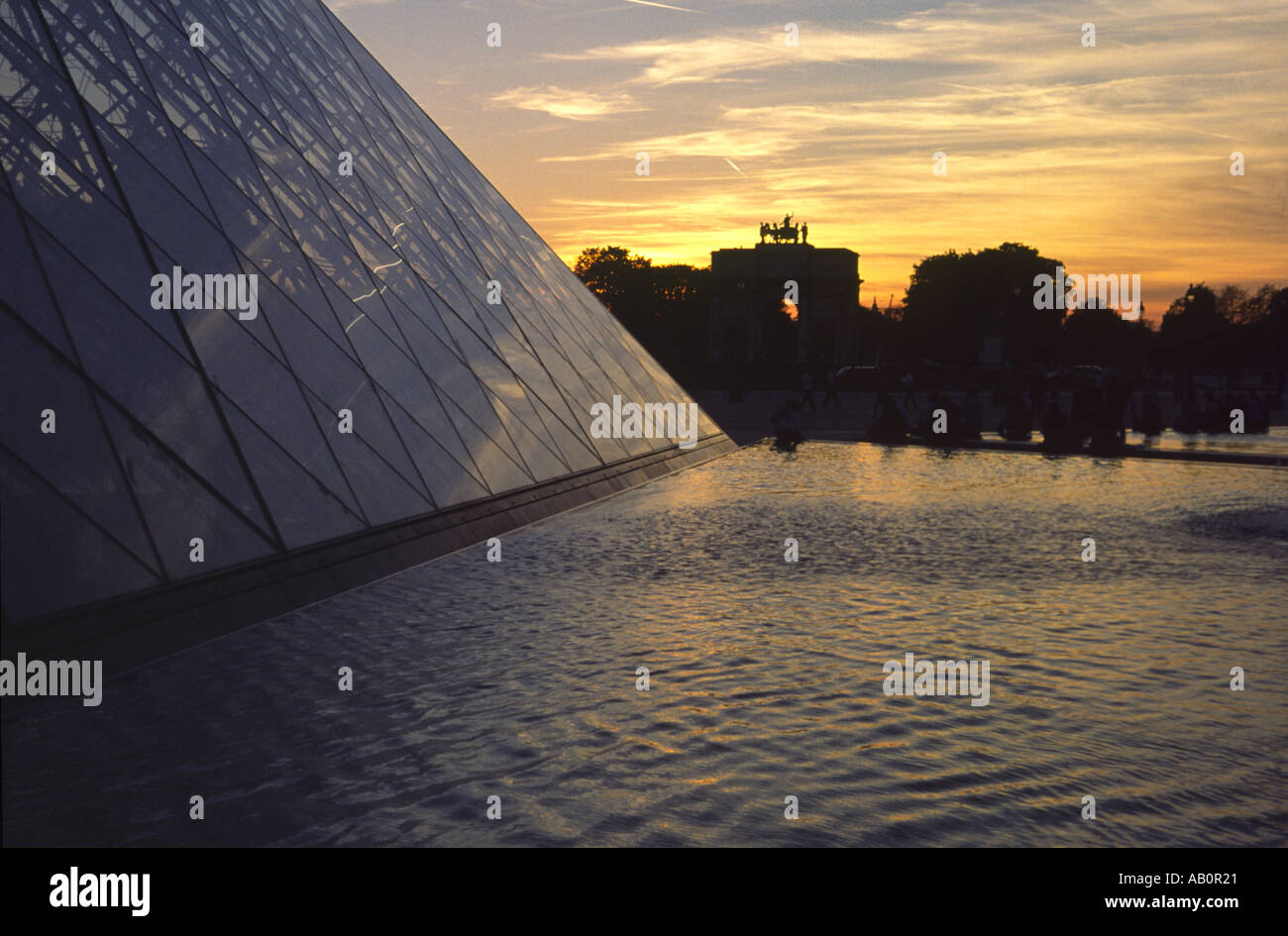 Sunset at the Louvre in Paris France Stock Photo - Alamy