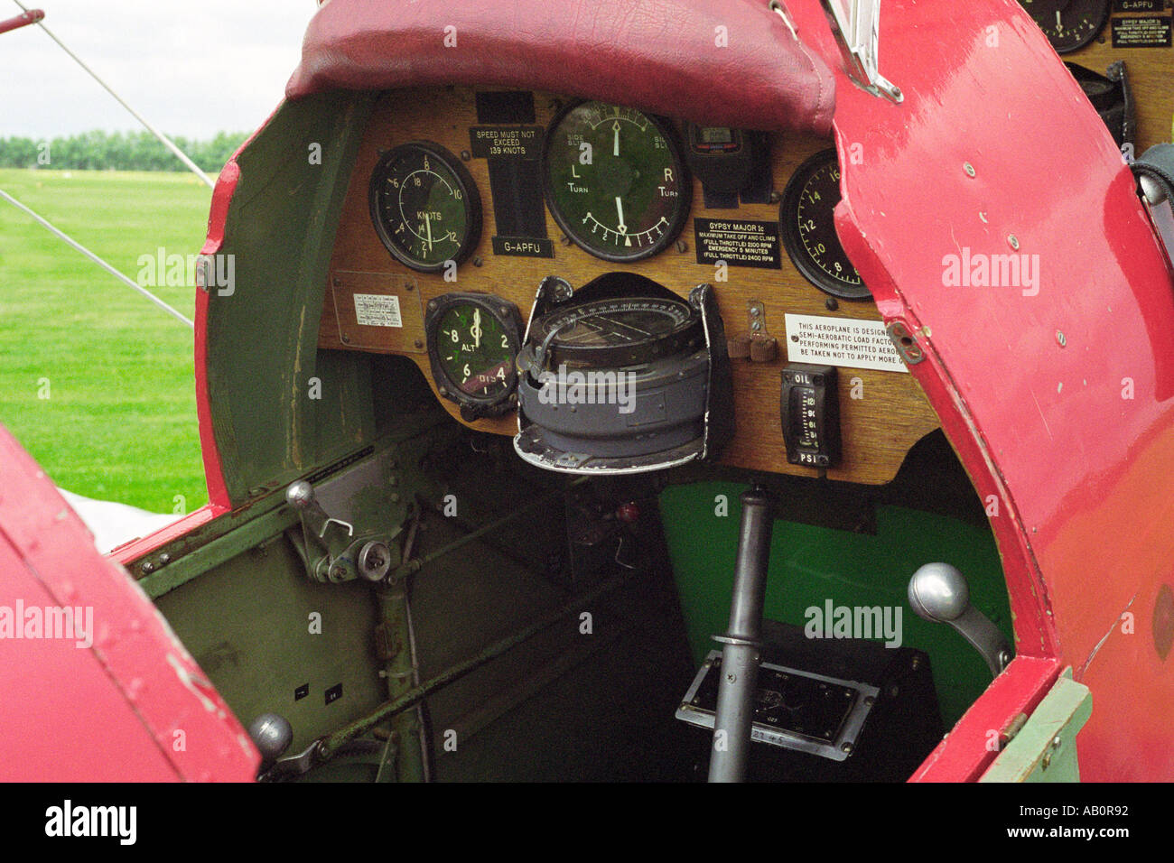 Tiger Moth rear cockpit Stock Photo - Alamy