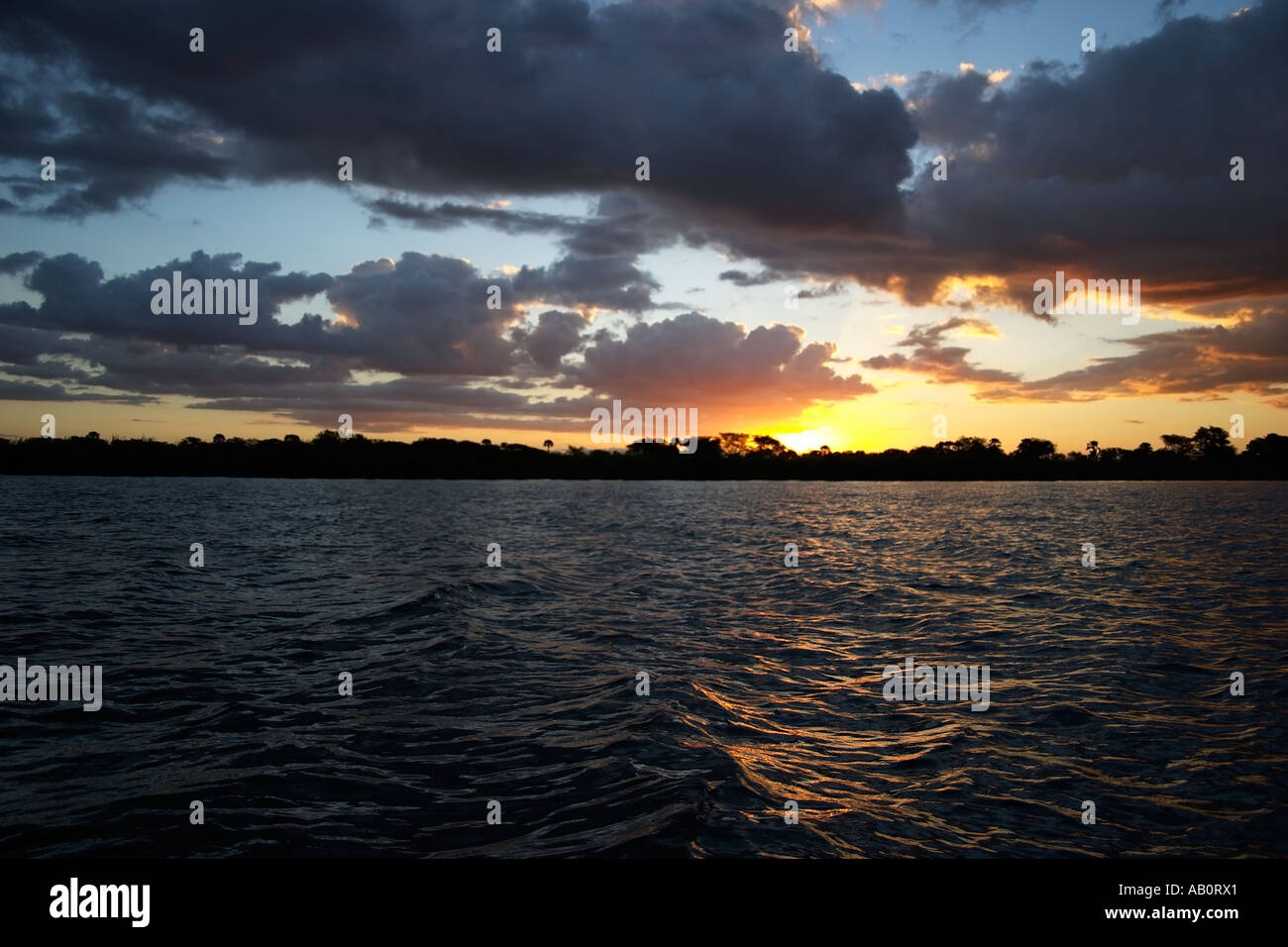 Sunset on the Shire River, Malawi Stock Photo - Alamy