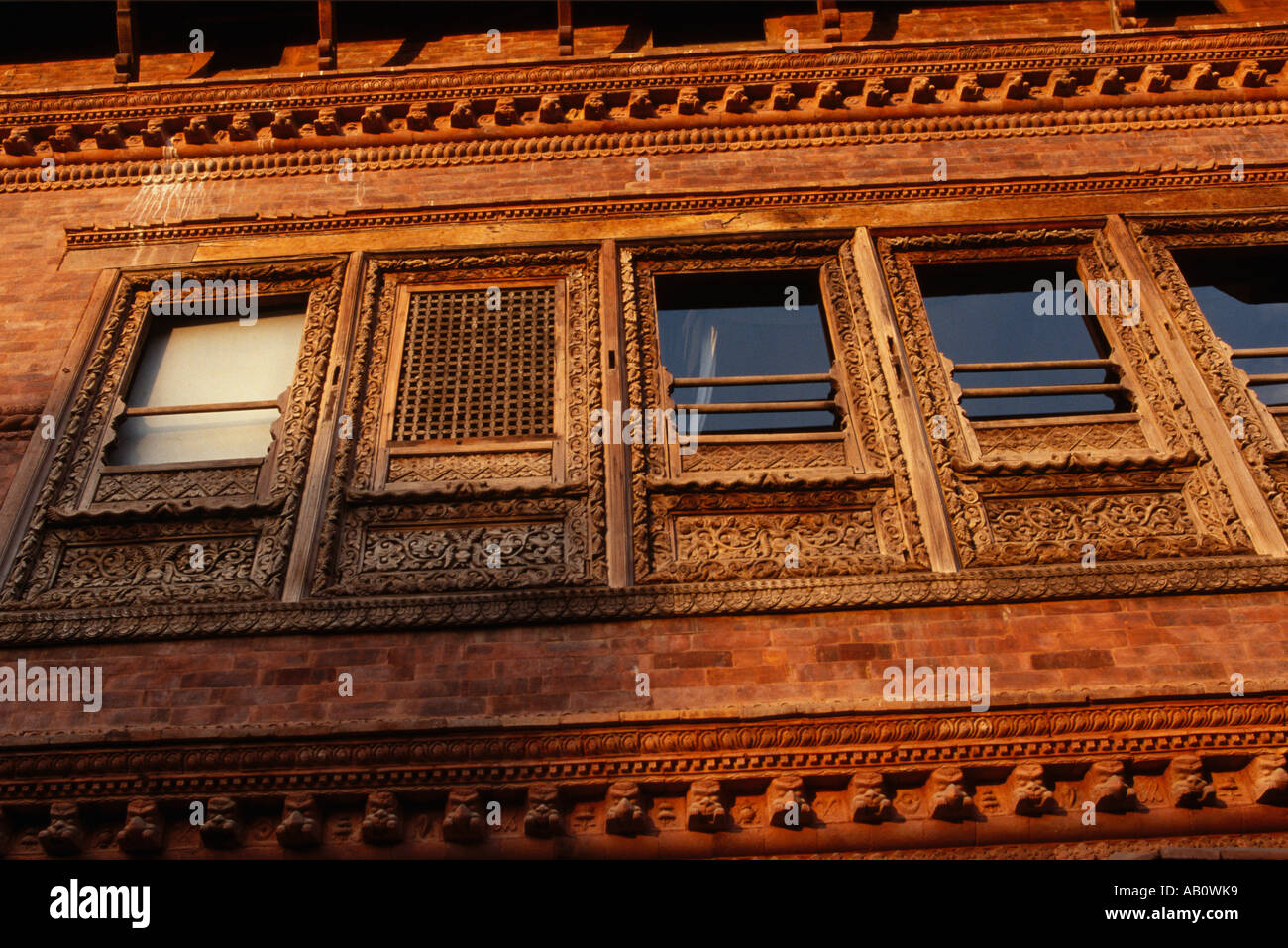 Old windows of an old house in Kathmandu Nepal Stock Photo - Alamy