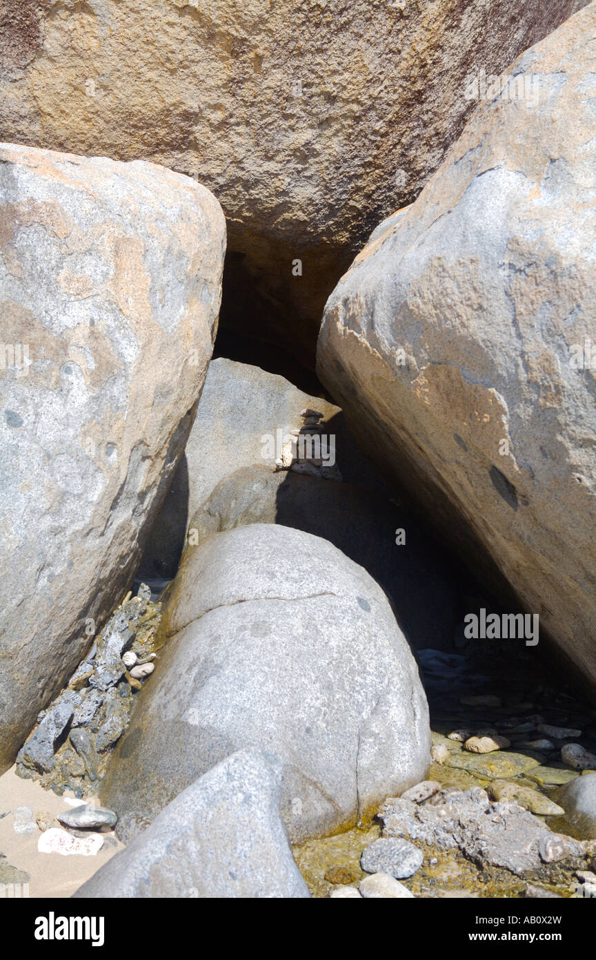Sculpture in the shade between stones The Baths National Park Virgin ...