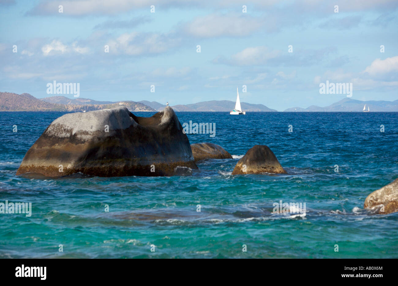 Catamaran at sea The Baths National Park Virgin Gorda British Virgin ...