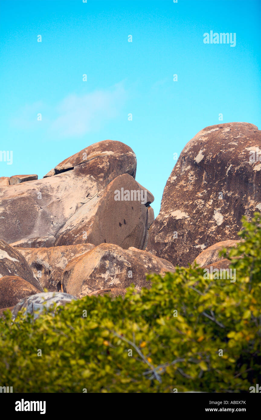 Huge rock shaped as face The Baths National Park Virgin Gorda British ...