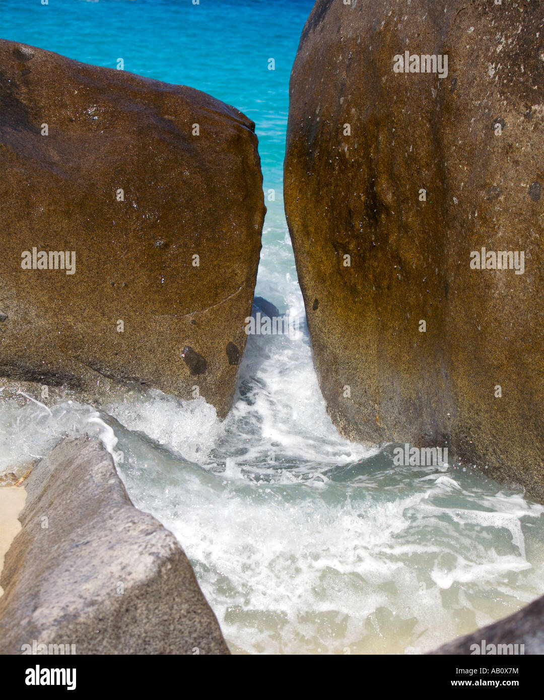 Waves between the stones The Baths National Park Virgin Gorda British ...
