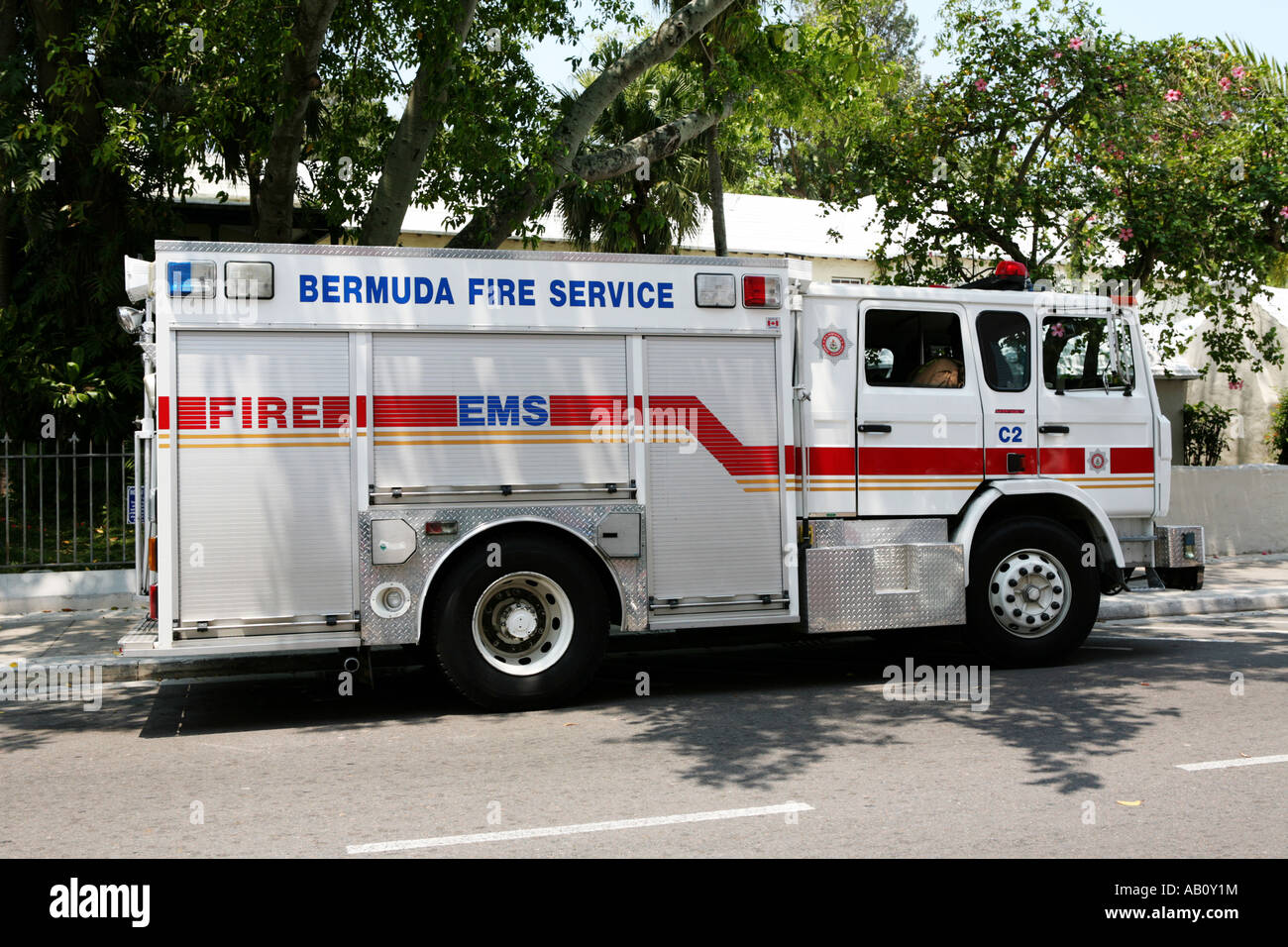 A Bermudan Fire Engine parked in Hamilton on sunny day Stock Photo - Alamy