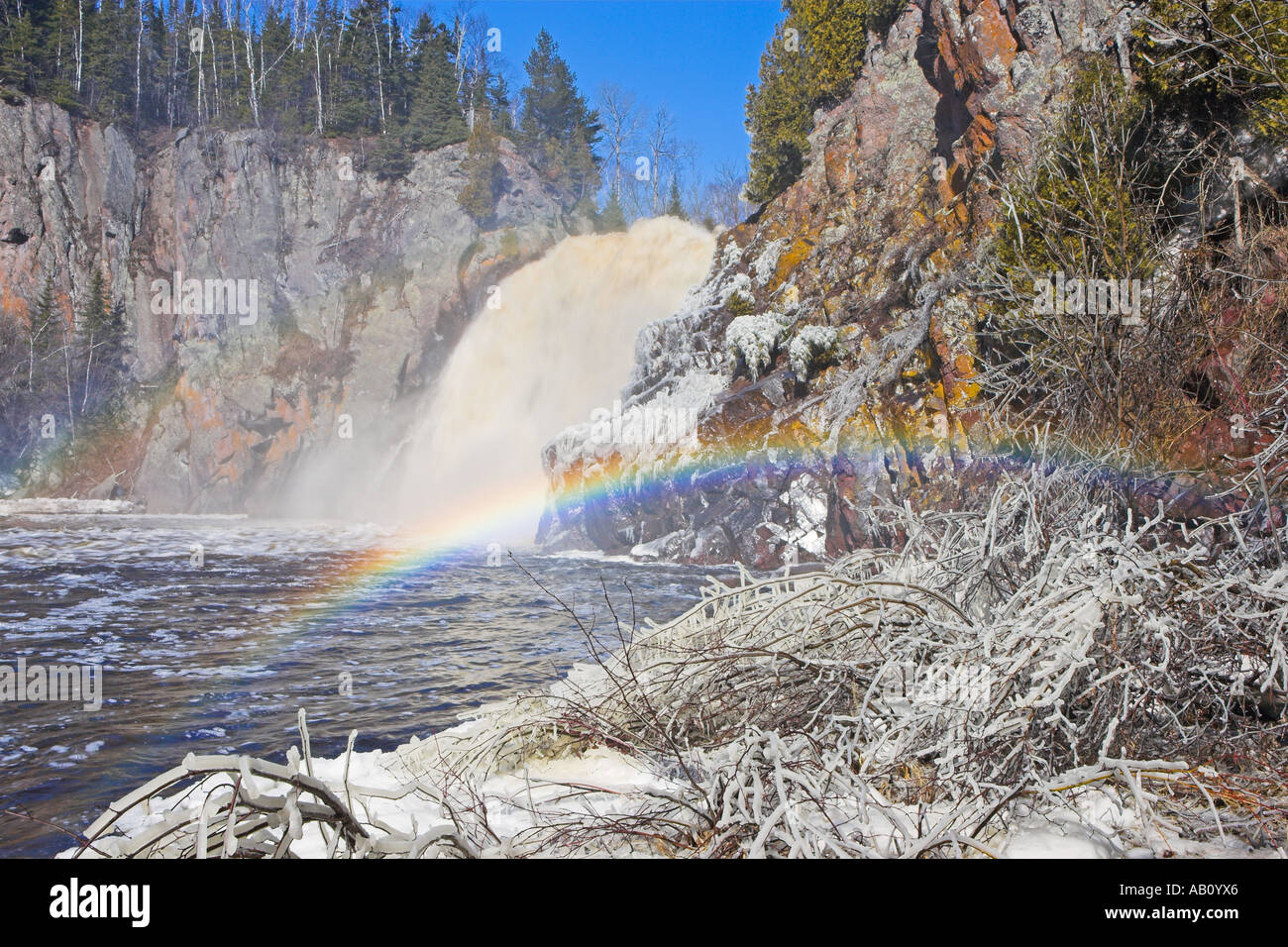 Mist Rainbow at the High Falls, Baptism River Stock Photo - Alamy