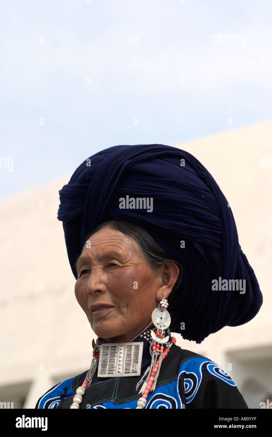 Yi woman in traditional dress during the annual torch festival Stock ...