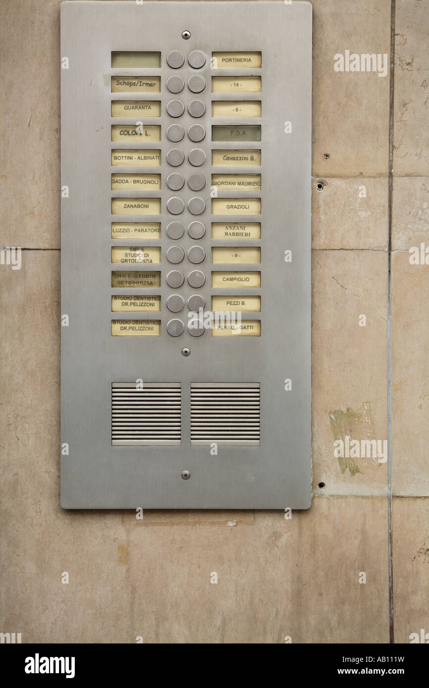 Door Buzzer doorbell in a complex Stock Photo - Alamy