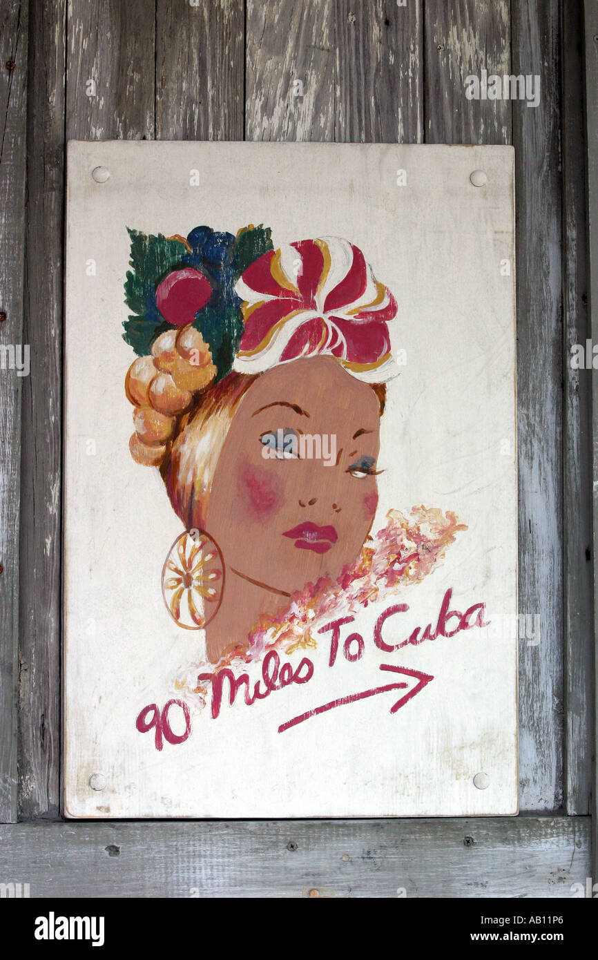 Sign in Key West, Florida, pointing to Cuba Stock Photo - Alamy