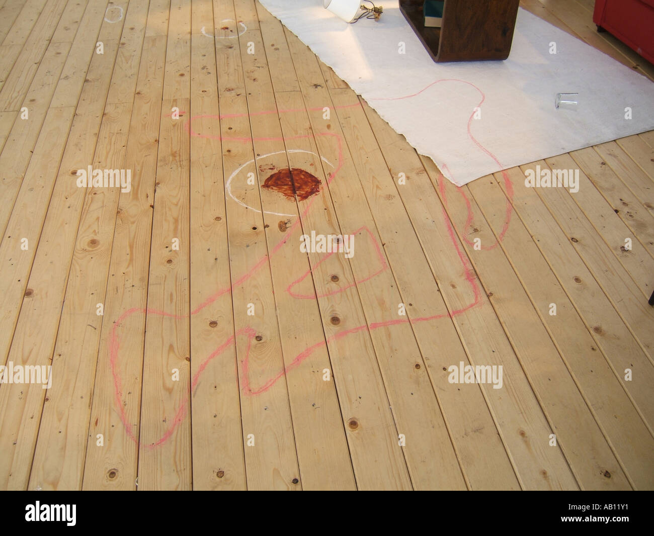 corpse outline in mock up murder scene at festa della polizia police ...