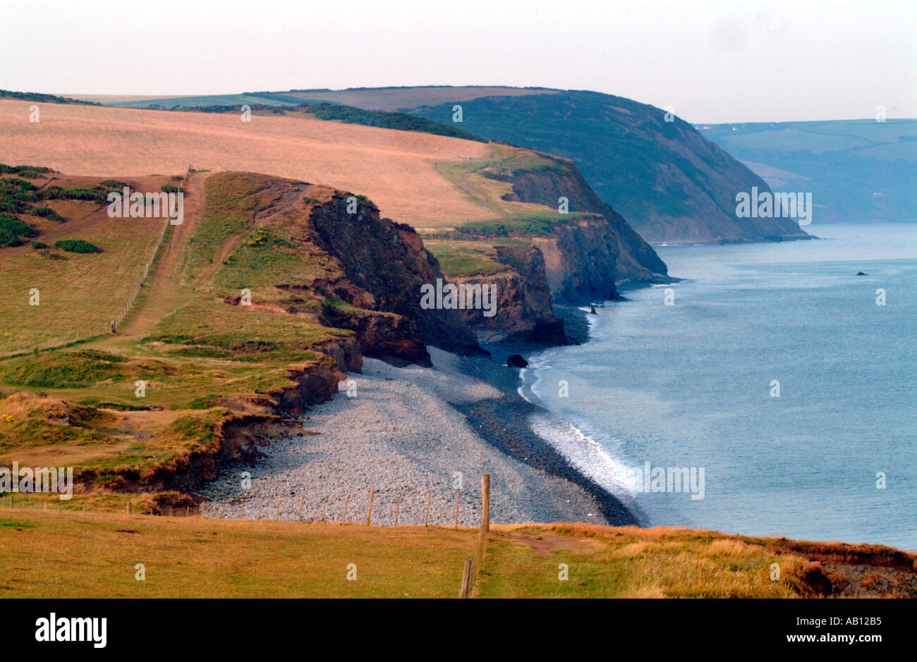 Pebble beach bay Abbotsham North Devon UK Stock Photo - Alamy