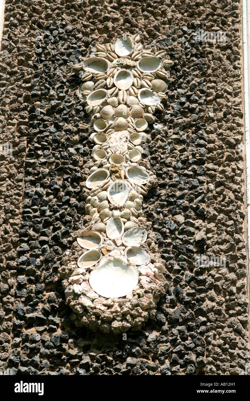 cross made of sea shells Chapel Falkenlust Castle Bruehl North Rhine ...
