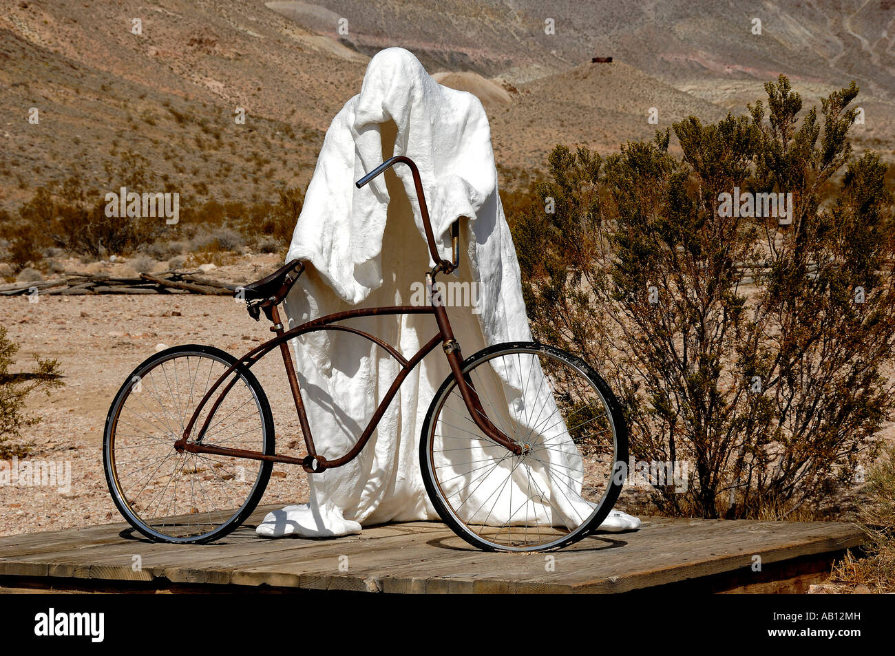 Sculpture of a Ghost Cyclist at an Art Gallery in the Ghost Town of ...