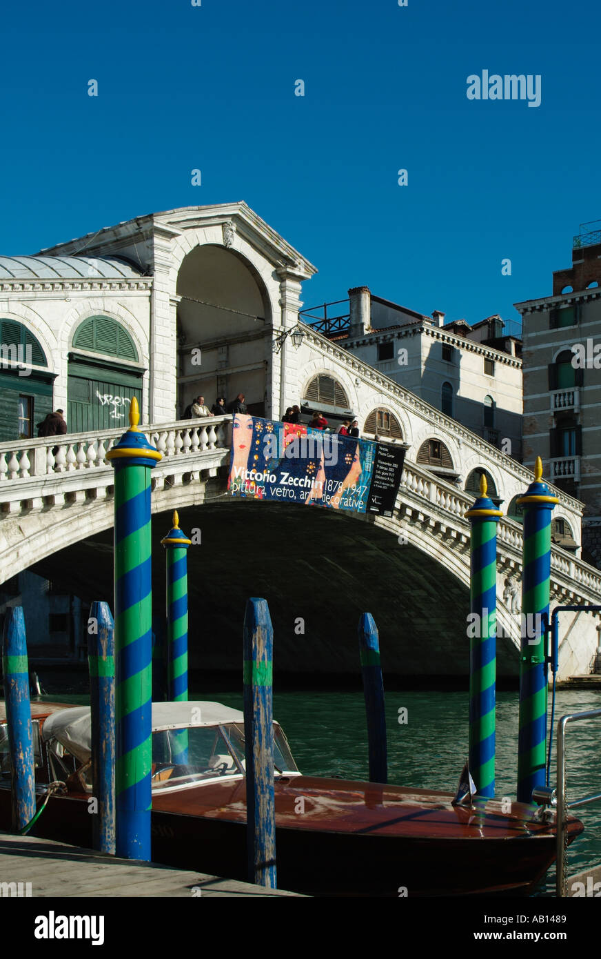 Venice italy Rialto Bridge stone footbridge over the grand canal and ...