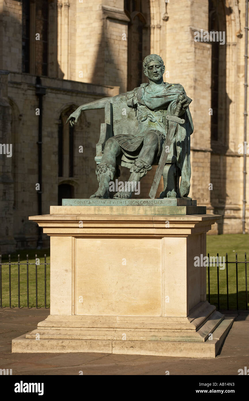 BRONZE STATUE OF ROMAN EMPEROR CONSTANTINE THE GREAT IN FRONT OF YORK ...