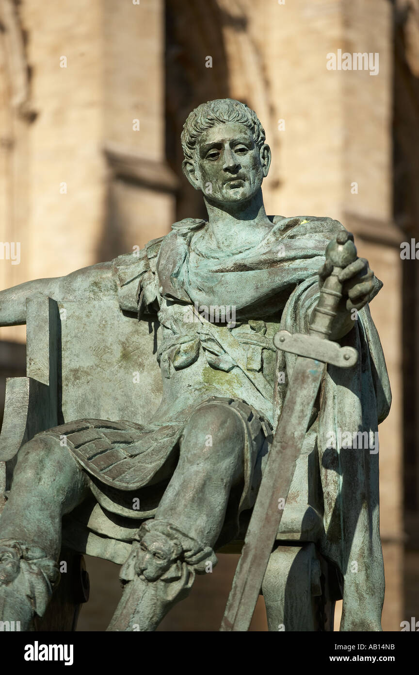 BRONZE STATUE OF ROMAN EMPEROR CONSTANTINE THE GREAT IN FRONT OF YORK ...