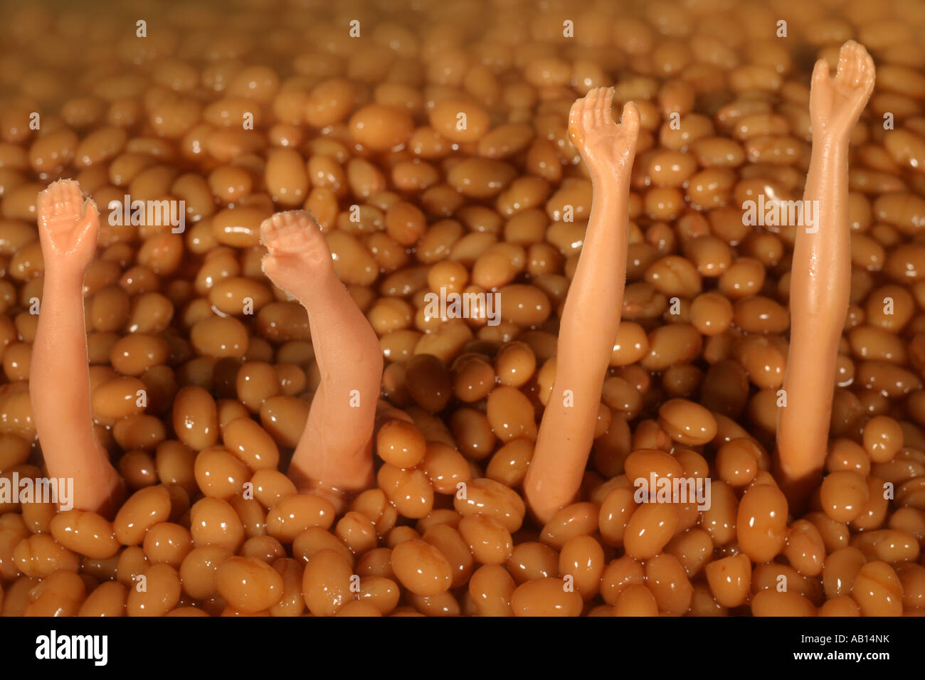 Dolls arms in baked beans Stock Photo - Alamy