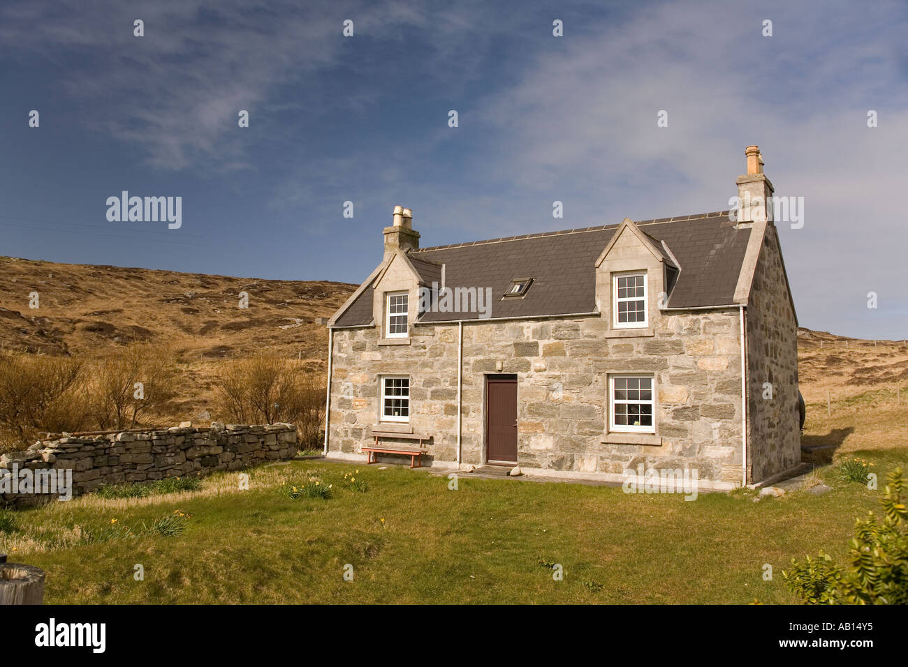 UK Scotland Western Isles Outer Hebrides Berneray modernised seafront ...