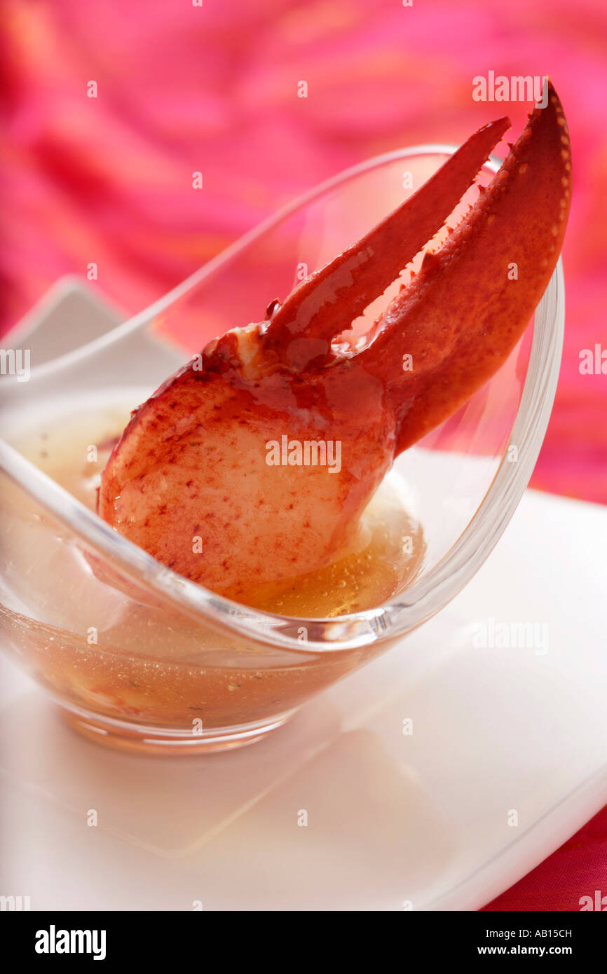 Cold lobster consommé with lobster claw FoodCollection Stock Photo - Alamy