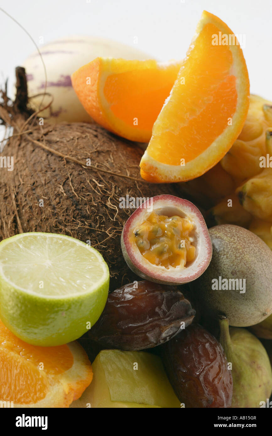 Exotic fruit still life with coconut FoodCollection Stock Photo - Alamy
